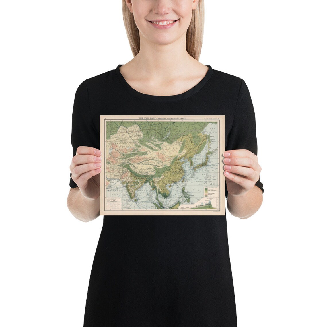 Old Asia Commercial Shipping Routes Map 1907 Vintage Eastern - Etsy