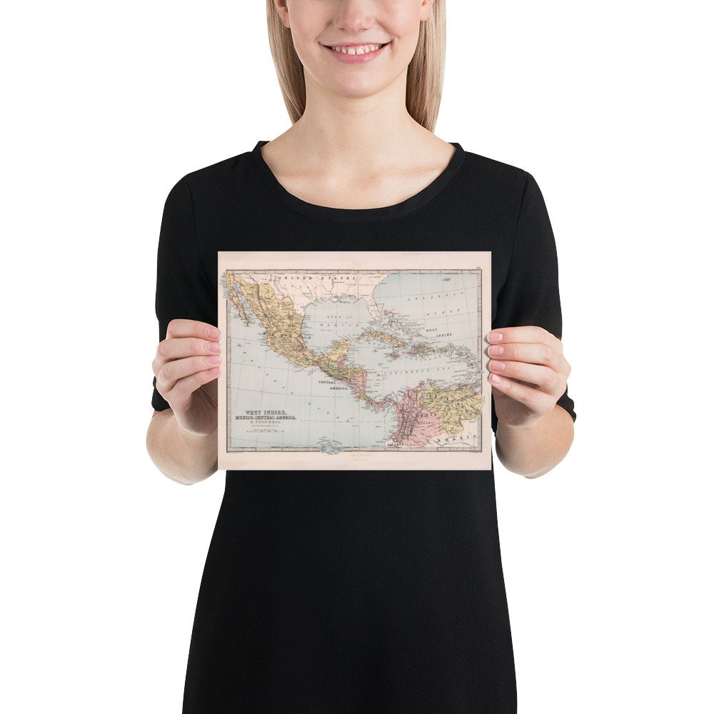 Old Latin America and Caribbean Map 1871 Vintage West Indies - Etsy