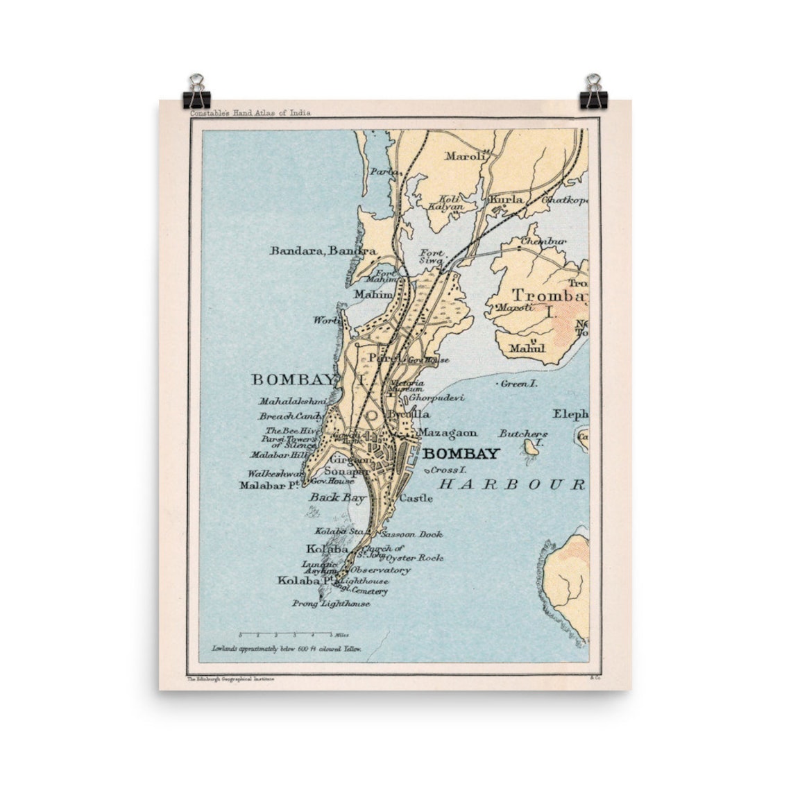 Mumbai Map 1893 Old Bombay India Atlas Poster - Etsy