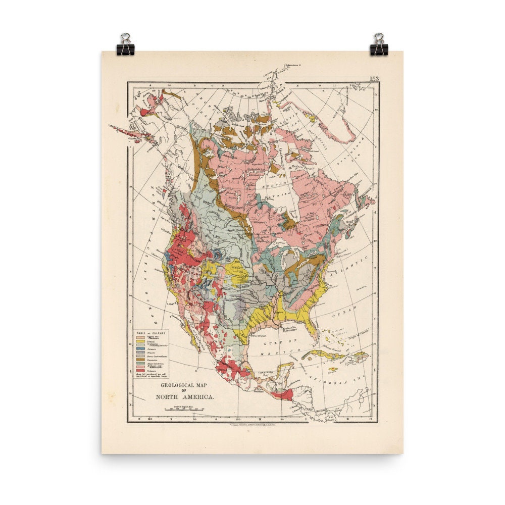 Geologic Map of North America (1906) Old Geology Atlas Poster - Etsy
