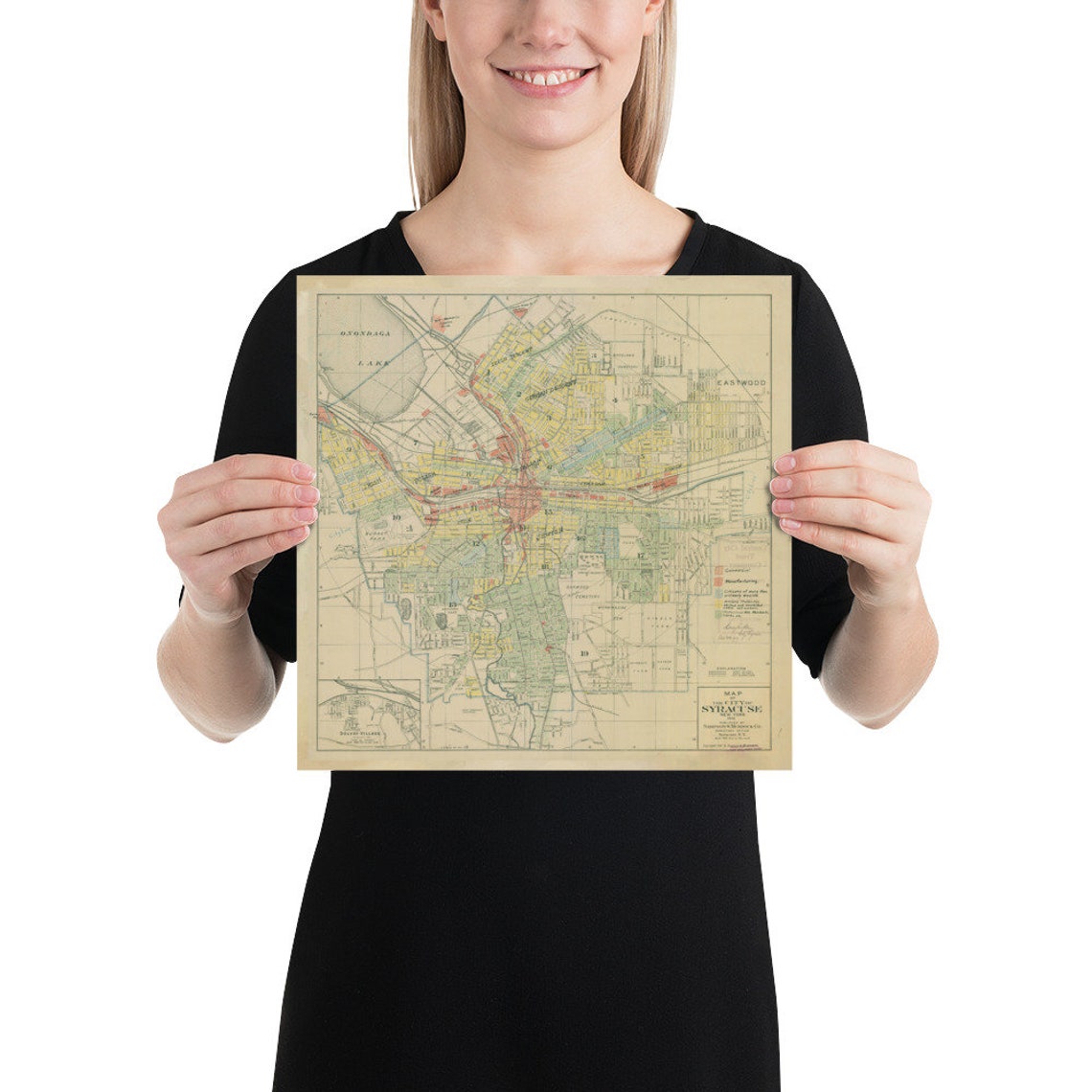 Old Syracuse NY Map (1918) Vintage Upstate New York City Atlas Poster ...