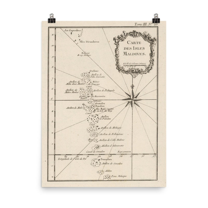 Maldives Geography Map - Etsy UK