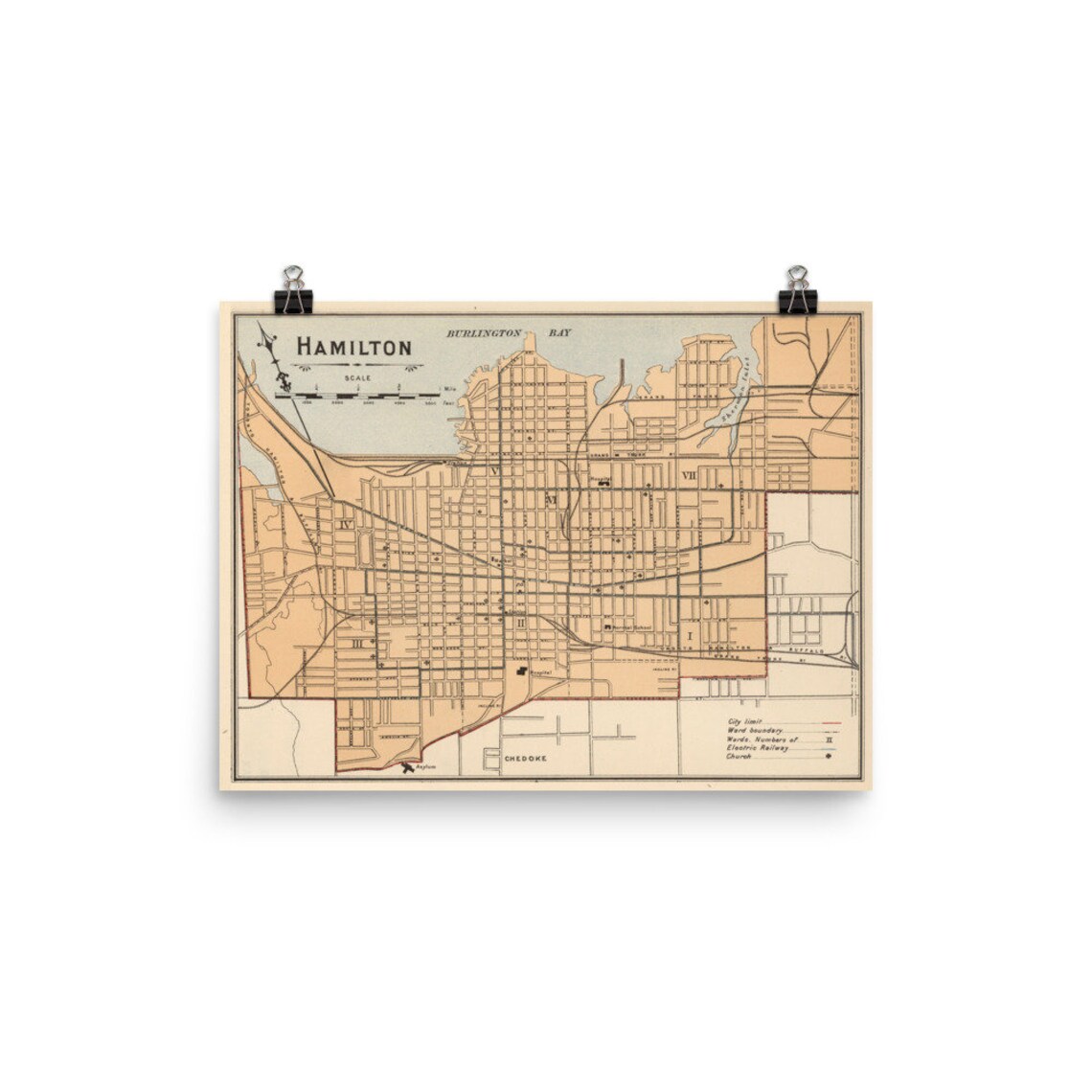 Old Hamilton Ontario Map (1906) the Ambitious City Canada Vintage Atlas ...