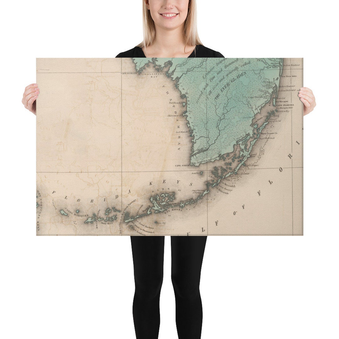 Florida Keys Map (1883) Vintage Nautical Atlas Canvas - Etsy