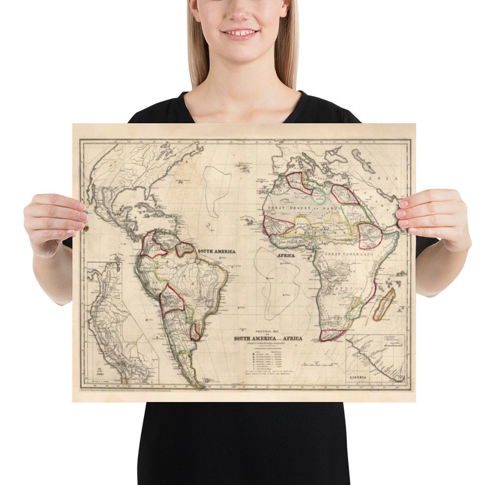 Old Atlantic Ocean Map (1849) Vintage Nautical Chart Poster - Etsy