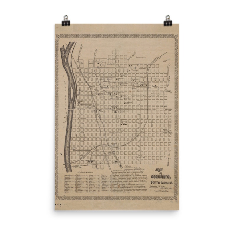 Old Columbia SC Map 1901 Vintage South Carolina Capital - Etsy