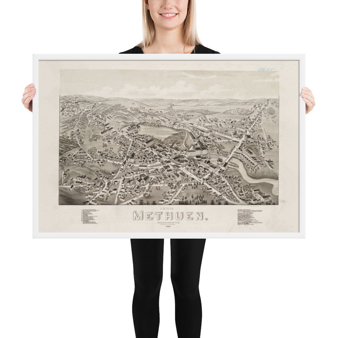 Old Methuen MA Map (1882) Vintage Massachusetts City Atlas Framed ...
