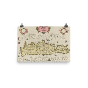 Old Crete Greece Map (1665) Vintage Greek Island Atlas Poster - Etsy