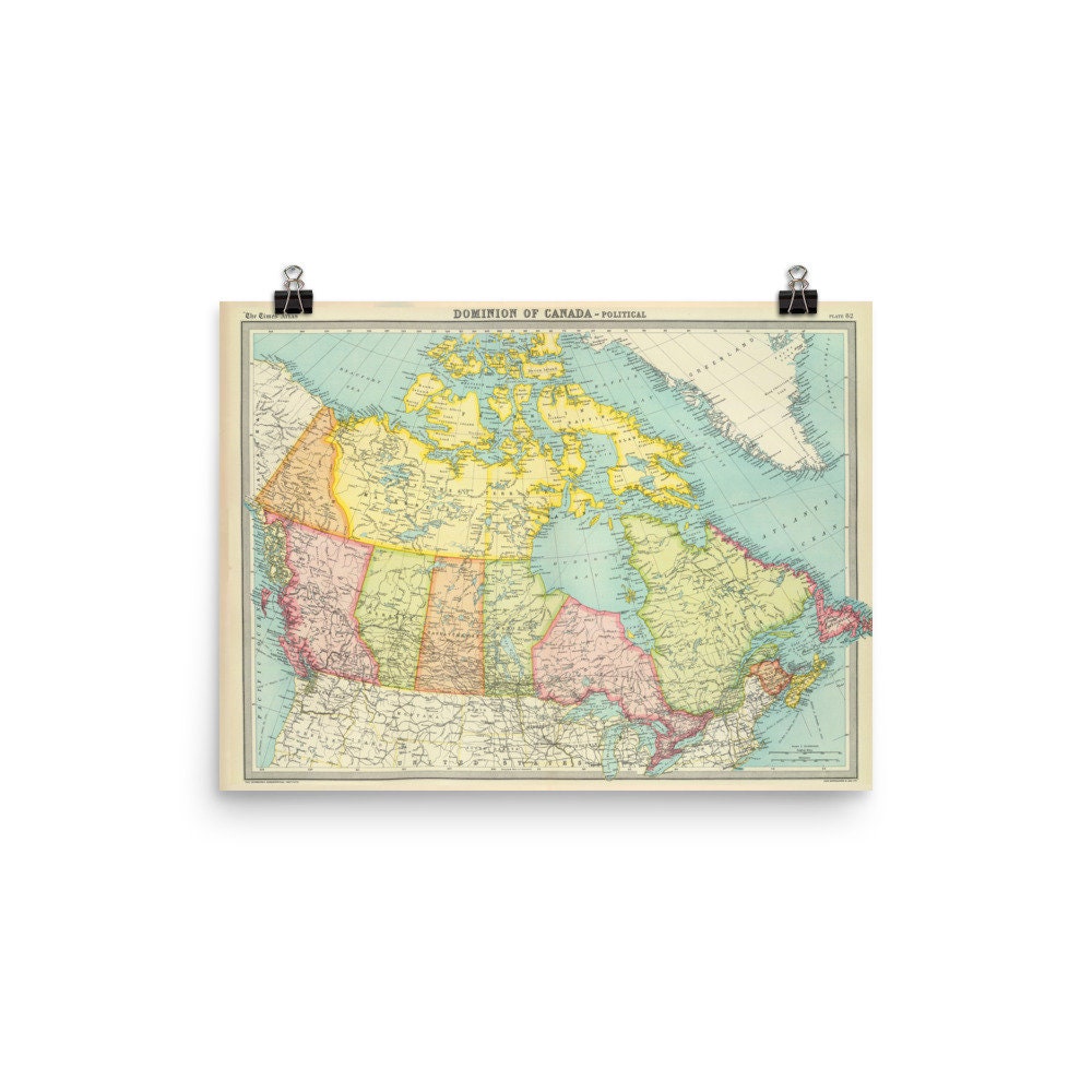 Old Canada Map (1922) Vintage Great White North Provinces Atlas Poster ...