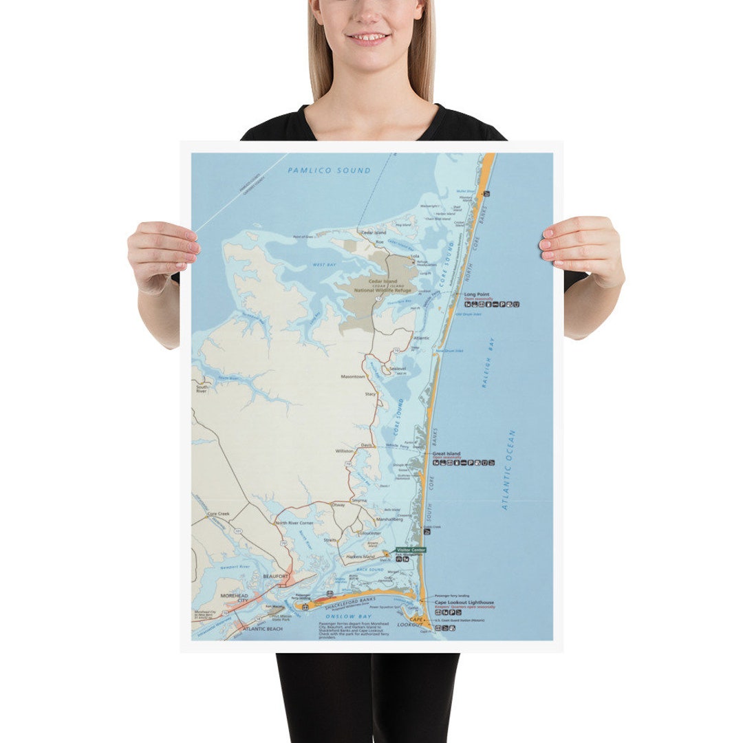 Cape Lookout National Seashore Map (2007) North Carolina Coastal ...
