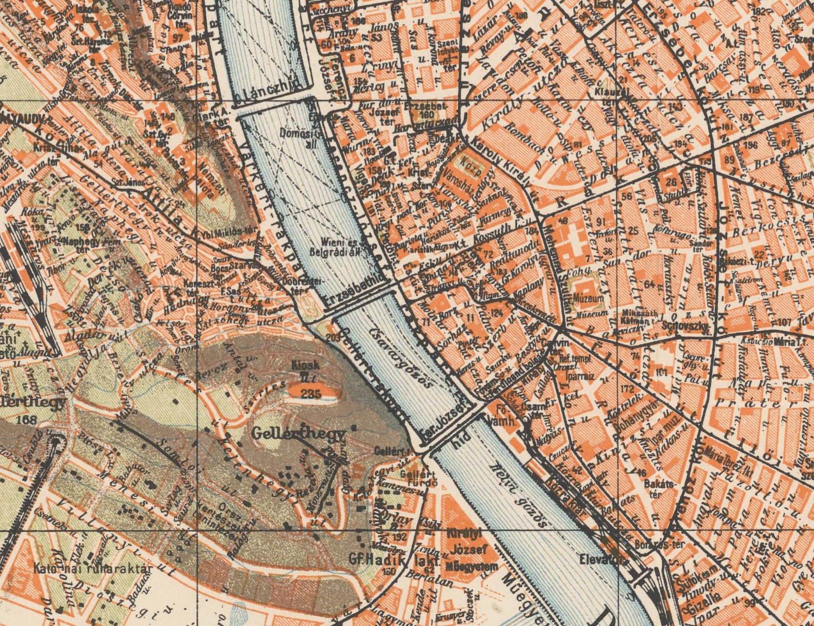 Old Budapest Hungary Map 1919 Vintage Hungarian Capital City | Etsy