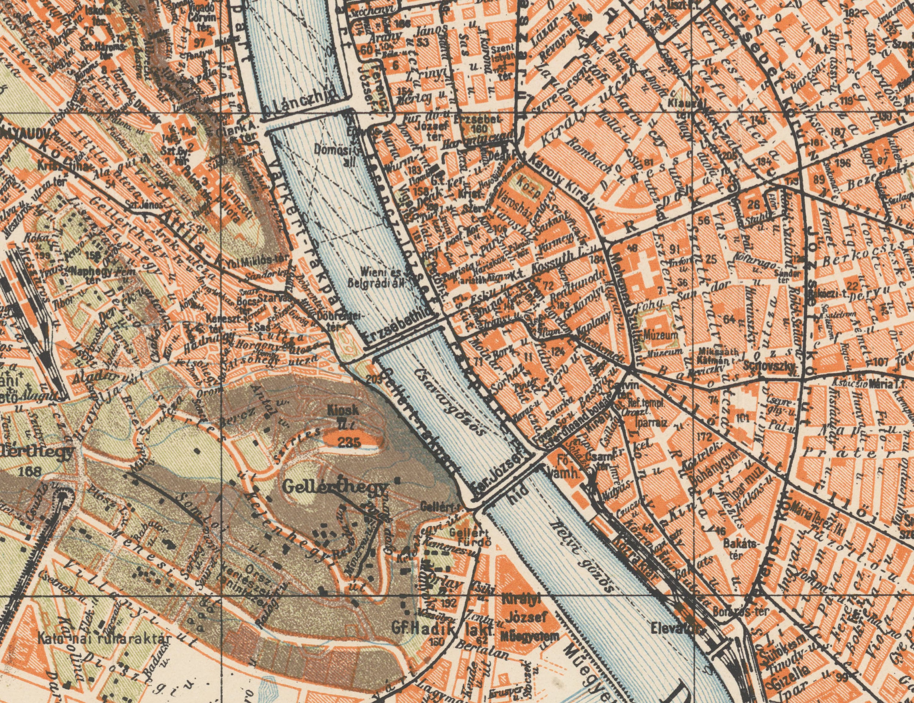 Old Budapest Hungary Map 1919 Vintage Hungarian Capital City | Etsy