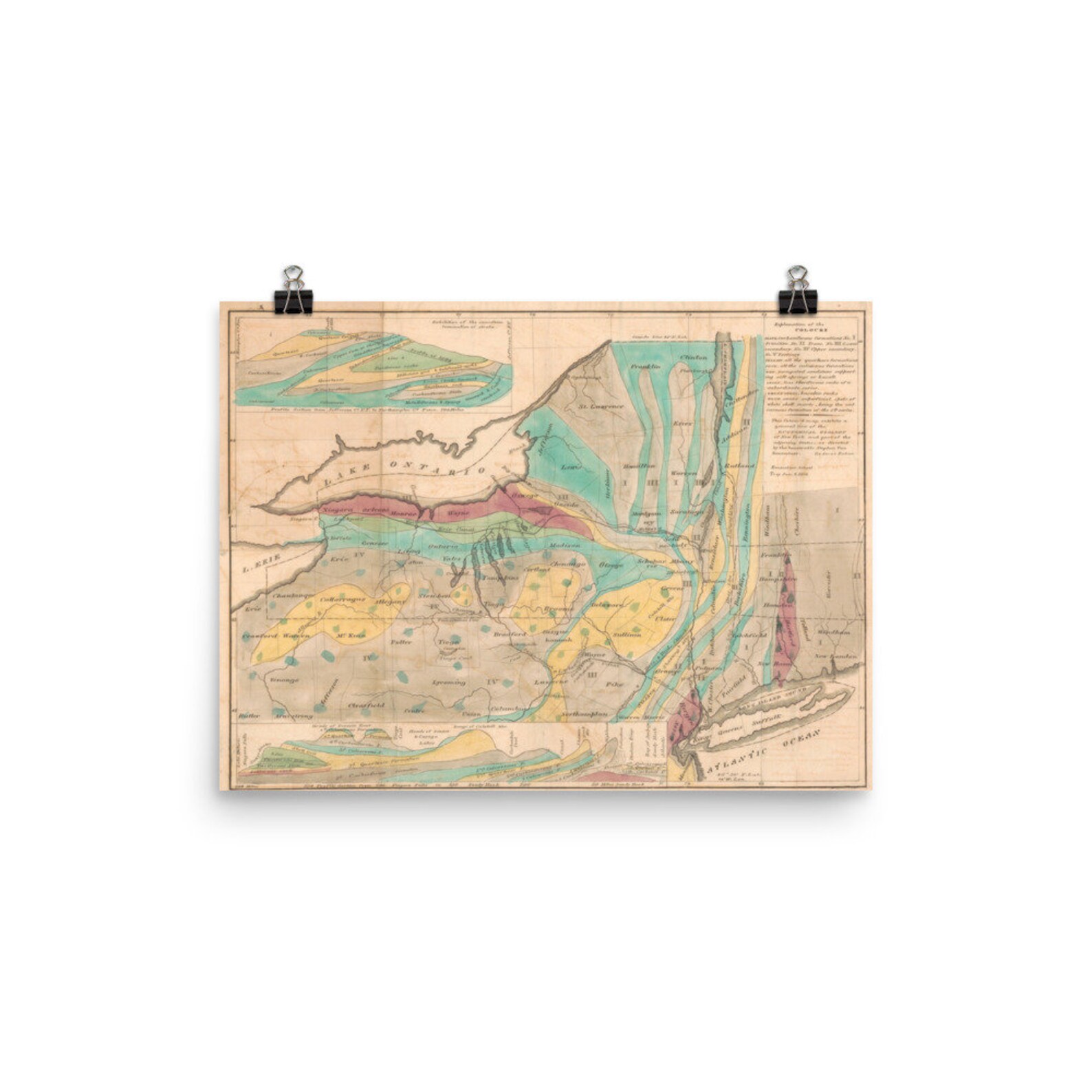 Geological Map of New York State (1830) Old NY Geologic Atlas Poster - Etsy