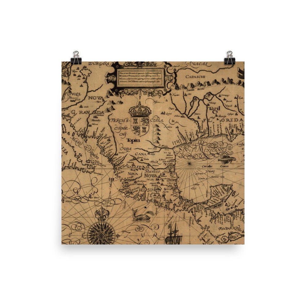 Old Mexico Map 1600 Vintage Spanish Main Explorer Atlas | Etsy