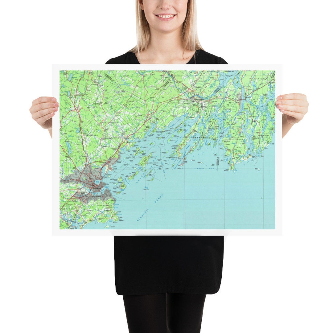 Casco Bay Map 1985 Gulf of Maine Inlet Atlas Poster - Etsy