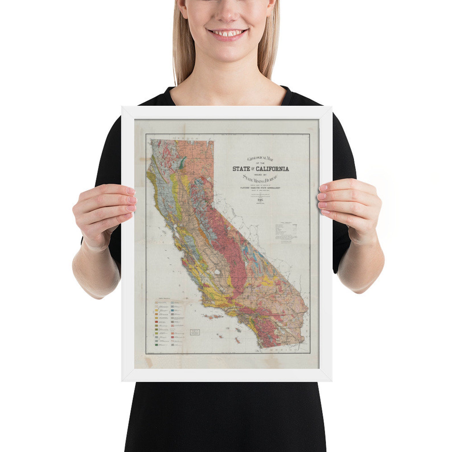 Geological Map of California (1906) Old CA Geology Atlas Framed Poster ...