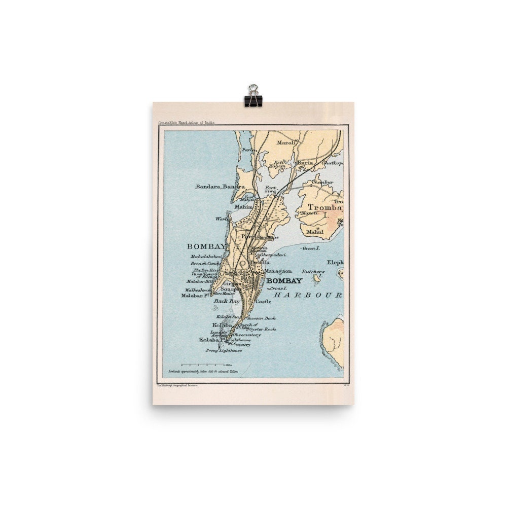 Mumbai Map 1893 Old Bombay India Atlas Poster - Etsy