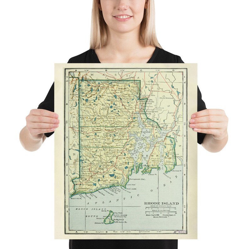 Old Rhode Island Map 1921 Vintage the Ocean State Atlas - Etsy