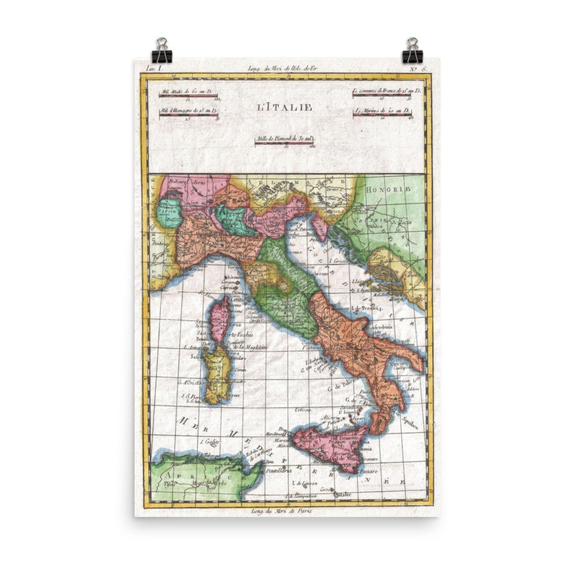 Old Italy Map (1780) Vintage Colorful Italian Map Atlas Poster - Etsy