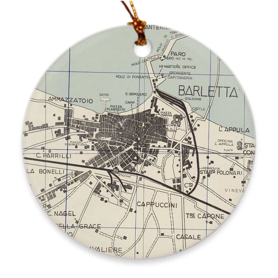 Old Barletta Italy Map (1943) Vintage Apulia City Atlas Ornaments - Etsy
