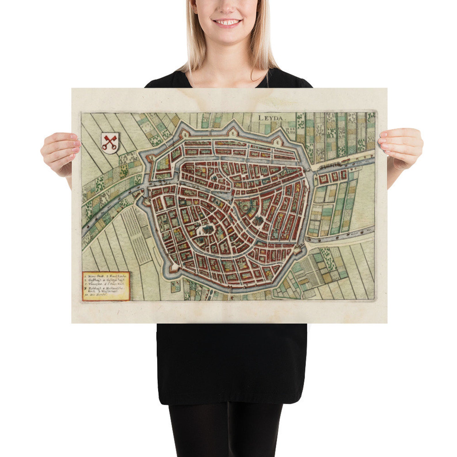 Old Leiden Netherlands Map (1638) Vintage Leyden City Atlas Poster - Etsy