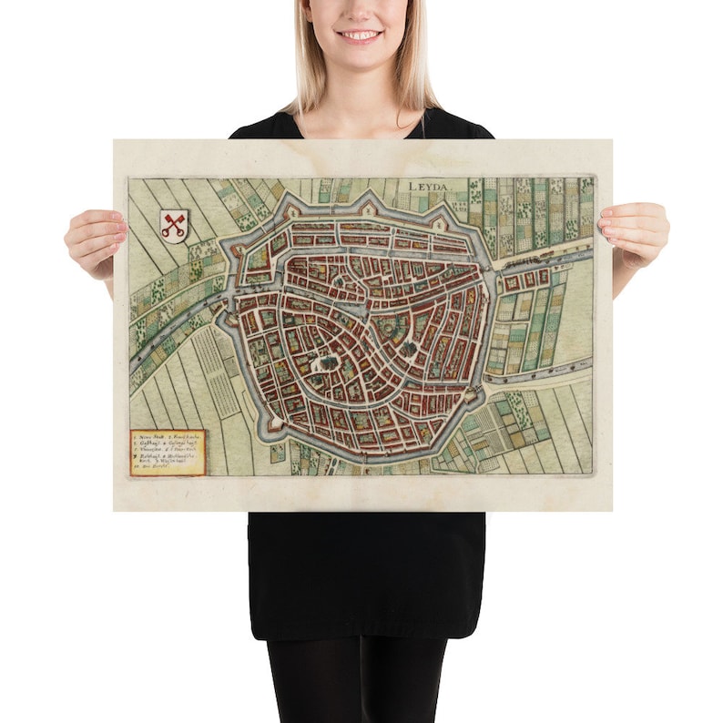 Old Leiden Netherlands Map (1638) Vintage Leyden City Atlas Poster - Etsy