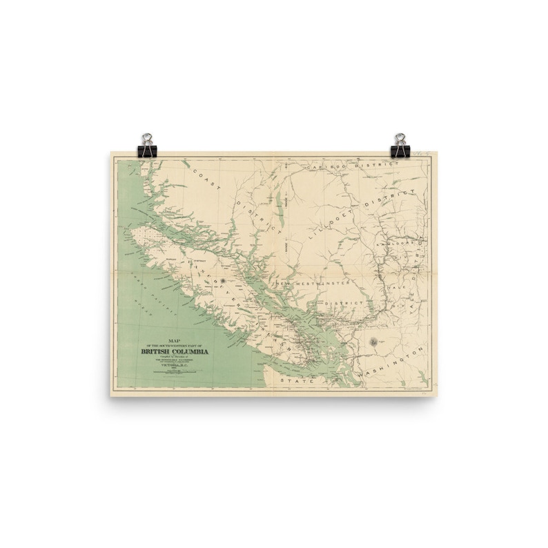 Old Vancouver Island Map 1892 Vintage British Columbia Atlas - Etsy