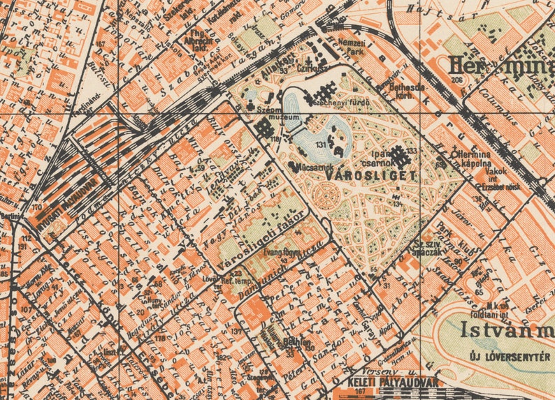 Old Budapest Hungary Map 1919 Vintage Hungarian Capital City | Etsy
