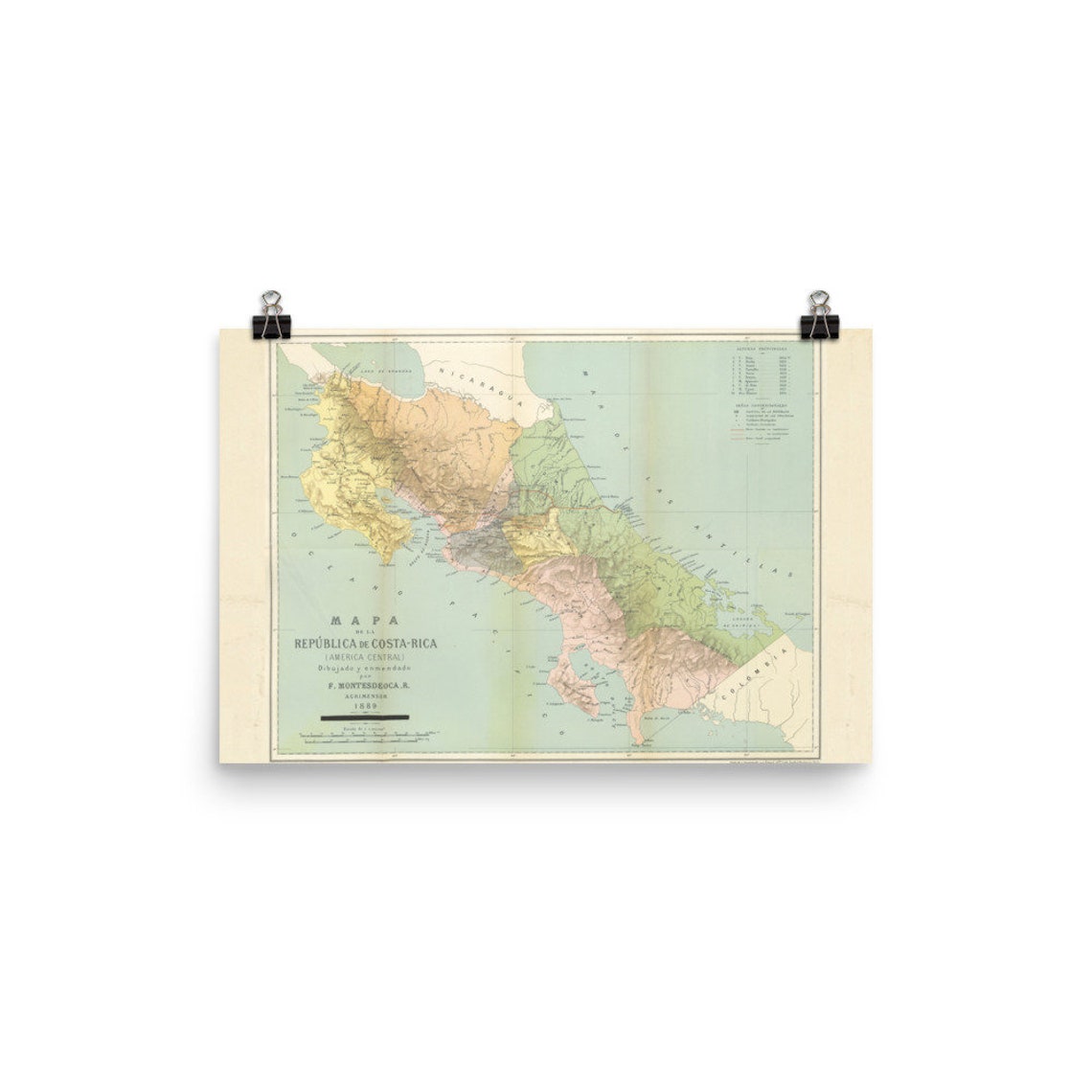 Old Costa Rica Map 1889 Vintage Latin America Country Atlas - Etsy