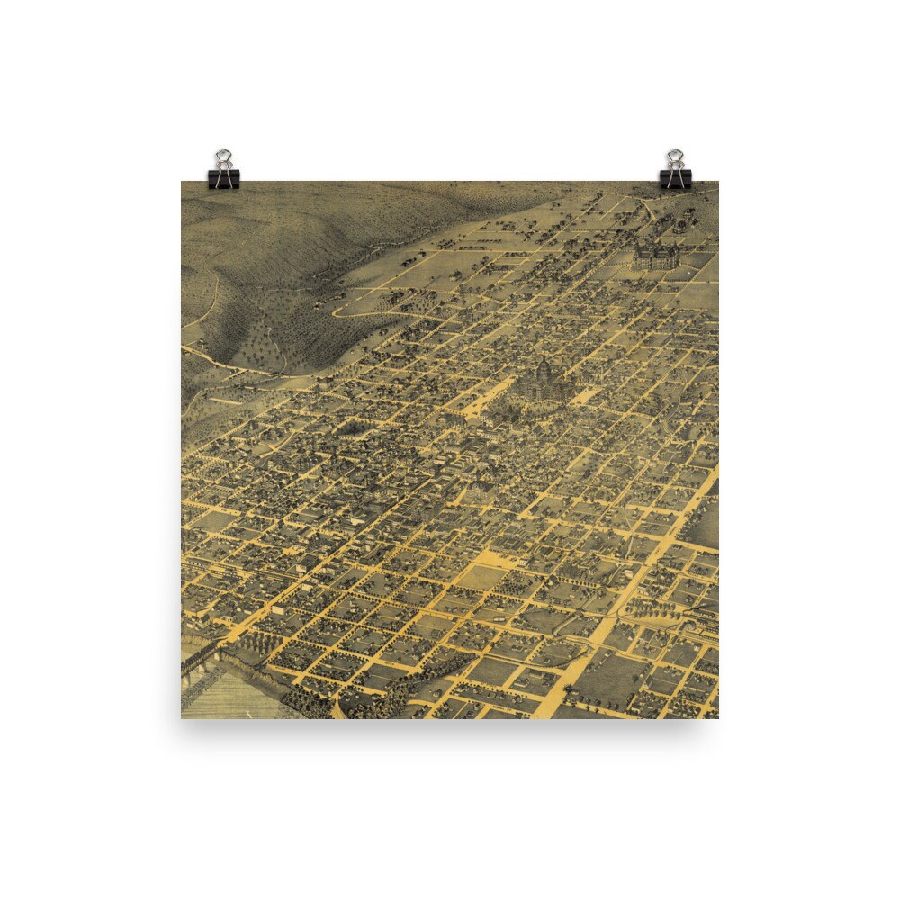 Old Austin TX Map 1887 Birds Eye Perspective Atlas Poster | Etsy