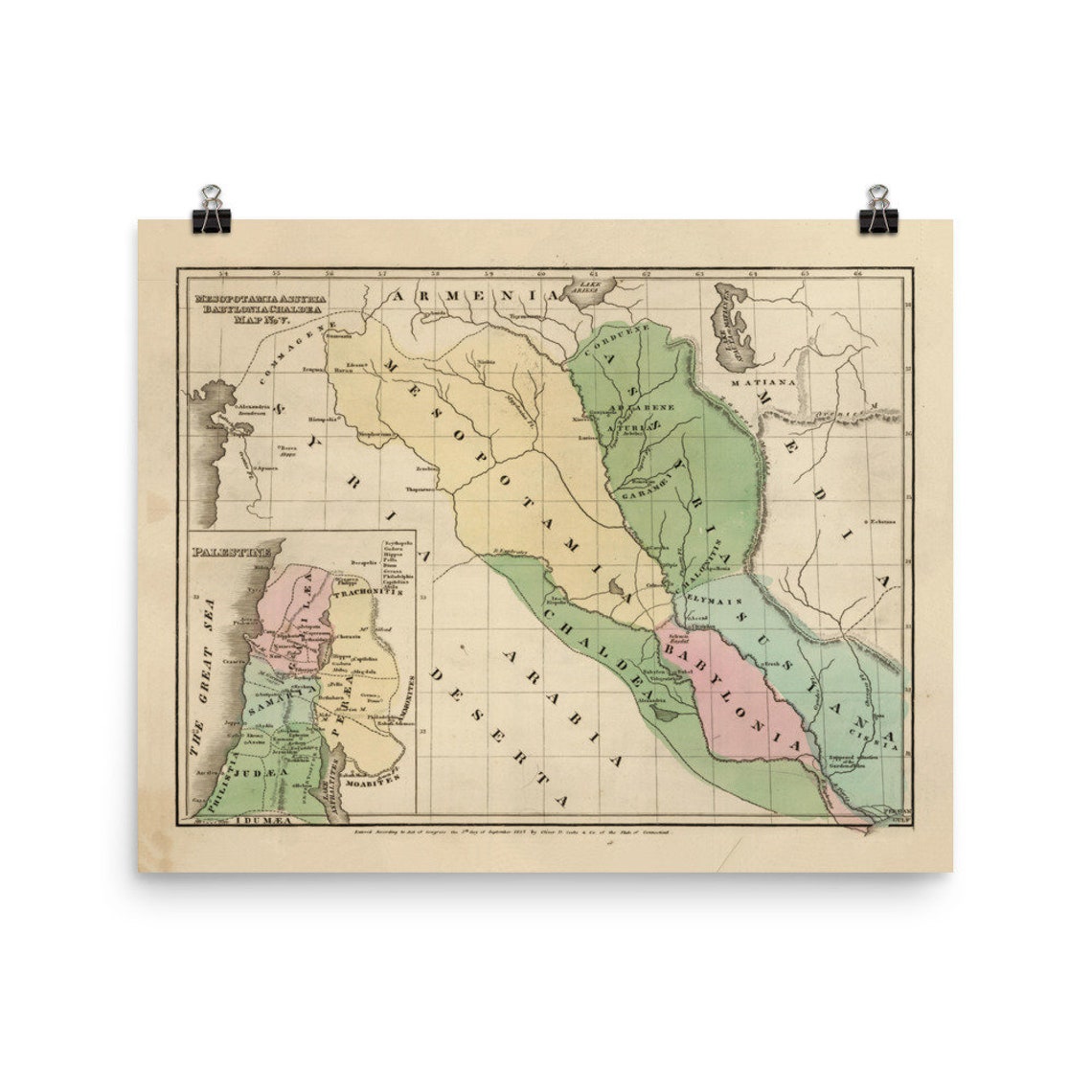 Old Cradle of Civilization Map (1827) Vintage Mesopotamia & Babylonia ...