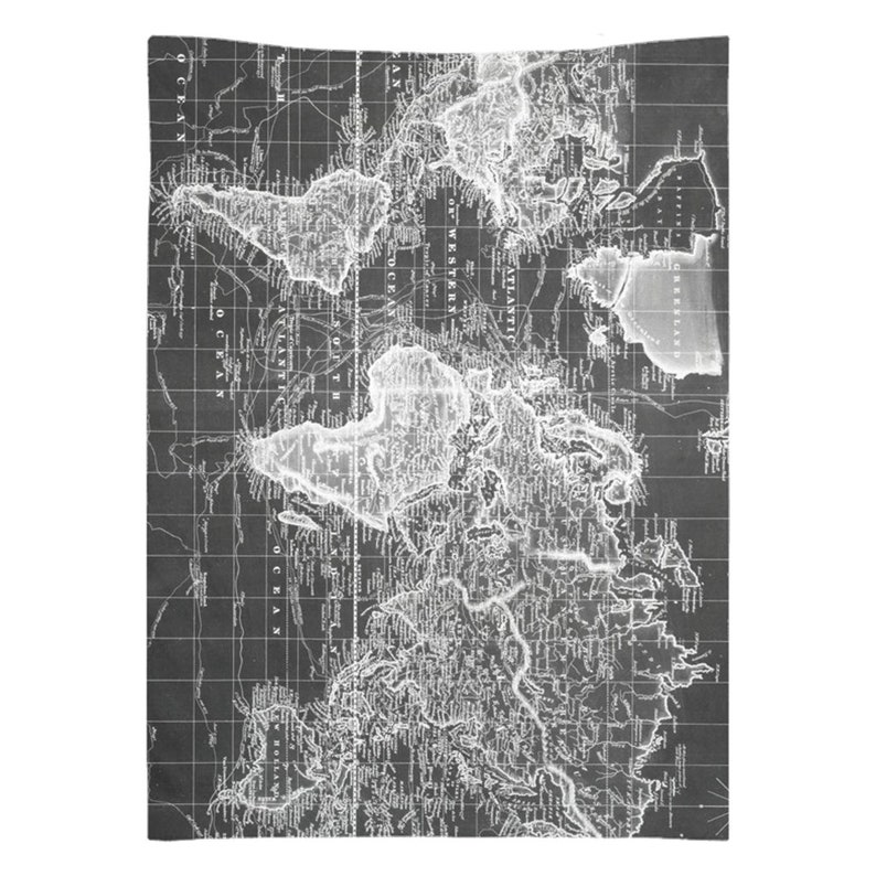 World Map Tapestry 1833 Black and White Atlas - Etsy