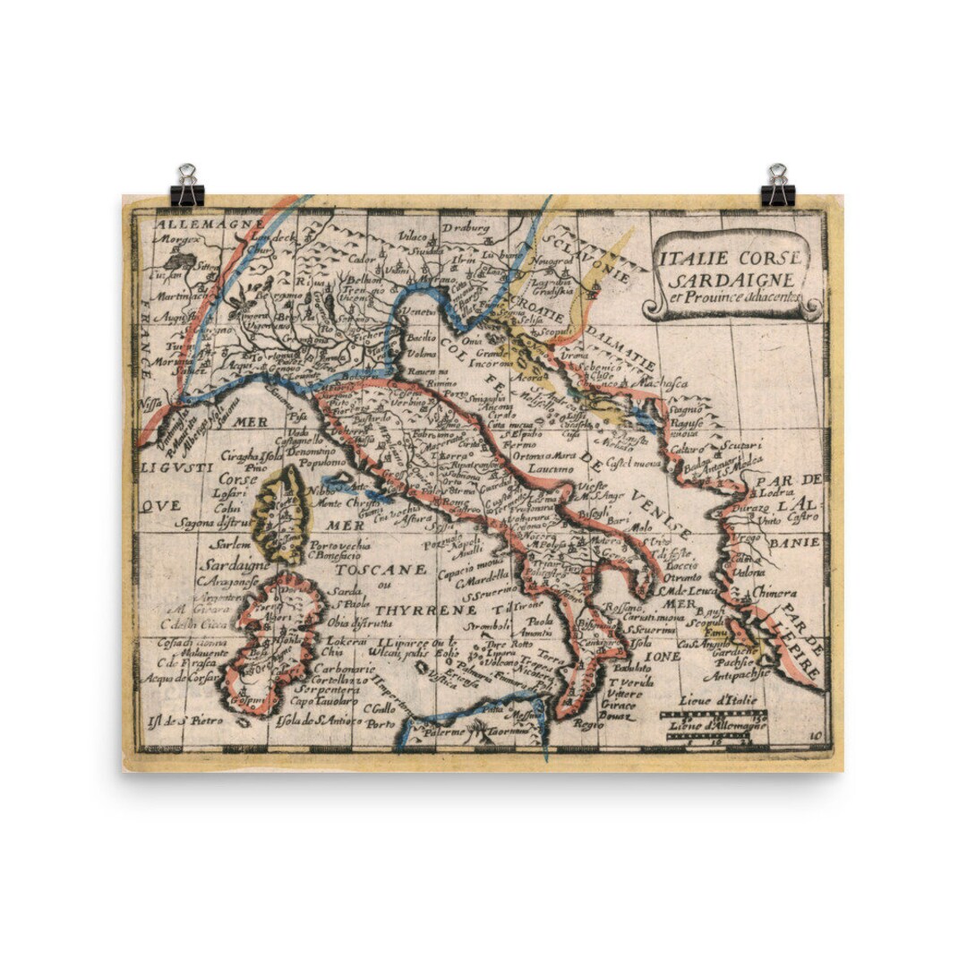 Old Italy Map (1659) Italian Regions Atlas Poster - Etsy
