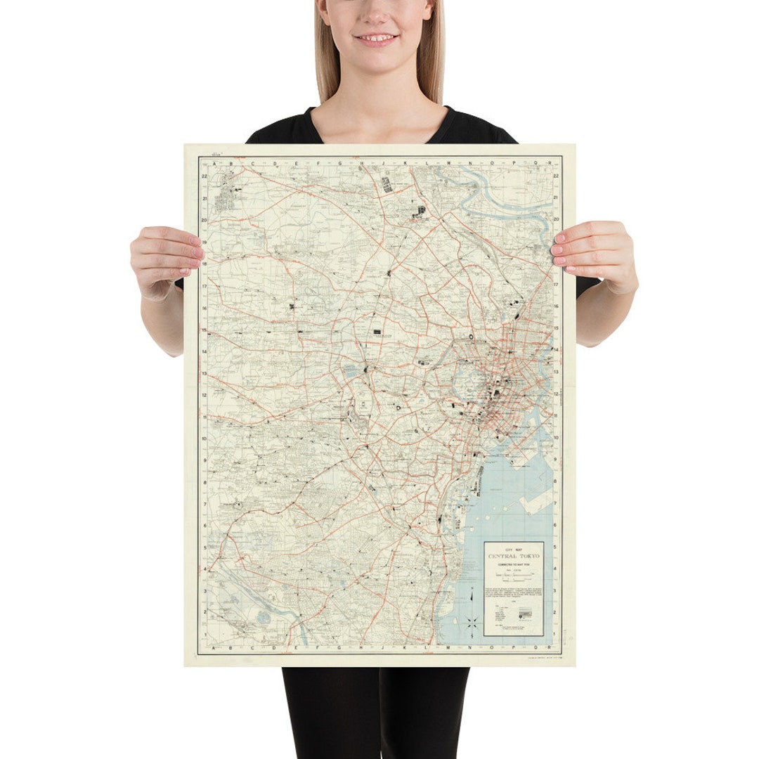 Old Tokyo Japan Map (1954) Vintage Japanese Capital City & Street Atlas ...