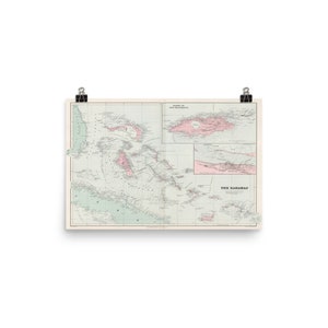 Old Bahamas Map (1904) Vintage Lucayan Archipelago Atlas Poster - Etsy