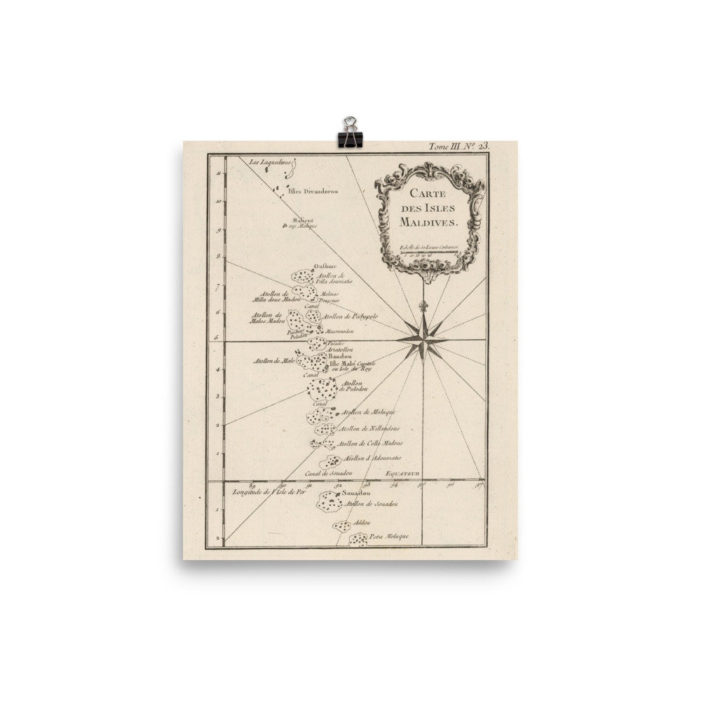 Old Maldives Atoll Map (1764) Vintage Maldivian Islands Atlas Poster - Etsy