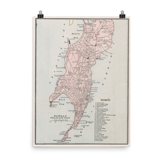 Mumbai Map 1912 Old Bombay India Atlas Poster | Etsy