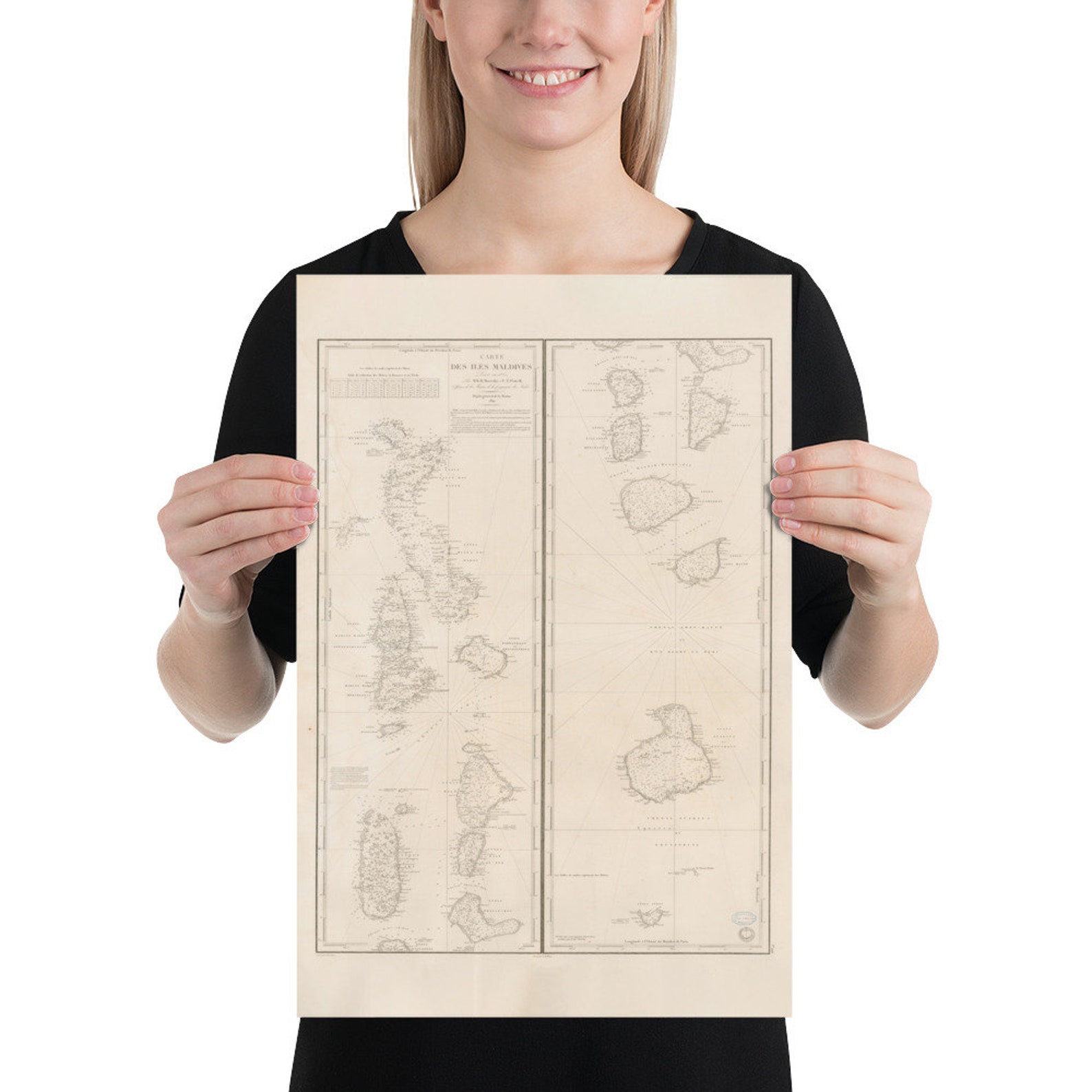 Old Maldives Islands Map 1841 Vintage Maldivian Isles Atlas - Etsy