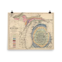 MICHIGAN MAP PRINT - Vintage Picture Map to Frame - Whimsical ...