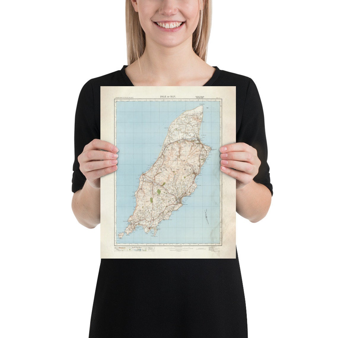 Old Isle of Man UK Map (1922) Vintage United Kingdom Island Atlas ...