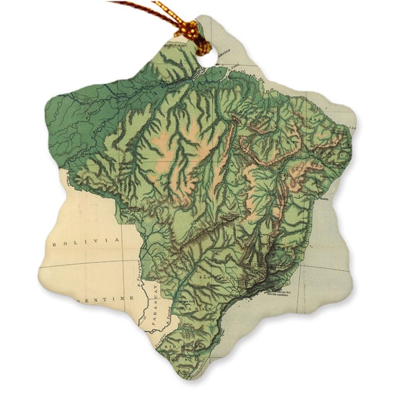 Old Brazil Physical Map 1886 Vintage Brazilian Relief Atlas | Etsy