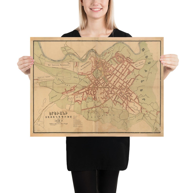 Old Yerevan Armenia Map 1920 Vintage Armenian City & Street - Etsy