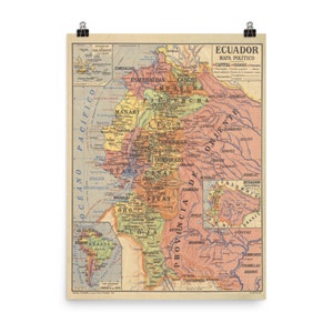 Ecuador Map (1913) Old Republic of the Equator Atlas Poster - Etsy