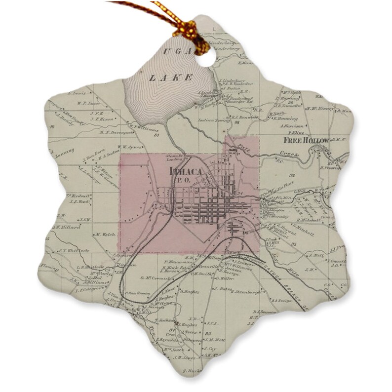Old Ithaca NY Map 1866 Vintage Finger Lakes New York City | Etsy