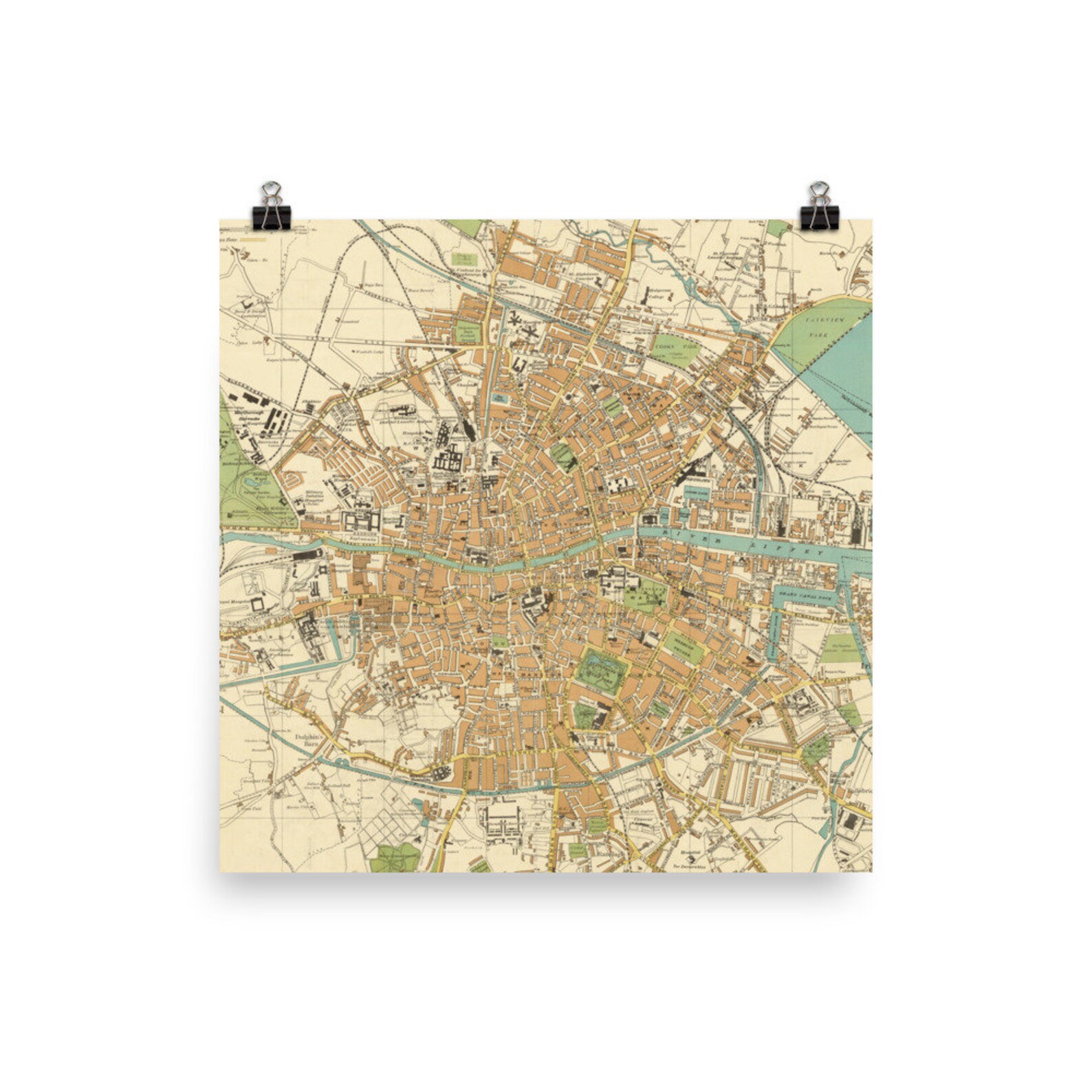 Dublin Ireland Vintage Map (1914) Old Irish Capital City & Street Atlas ...