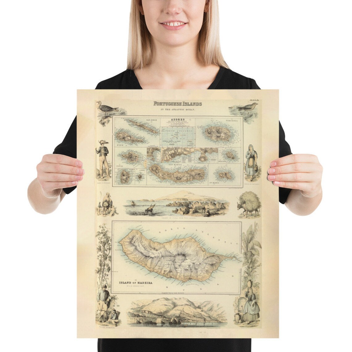 Old Azores Islands Map 1872 Vintage Portuguese Isles Atlas - Etsy