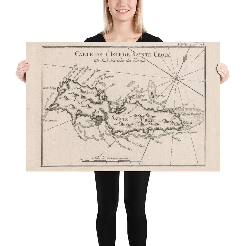 Old St Croix Map 1764 Vintage Virgin Islands Isle Atlas - Etsy