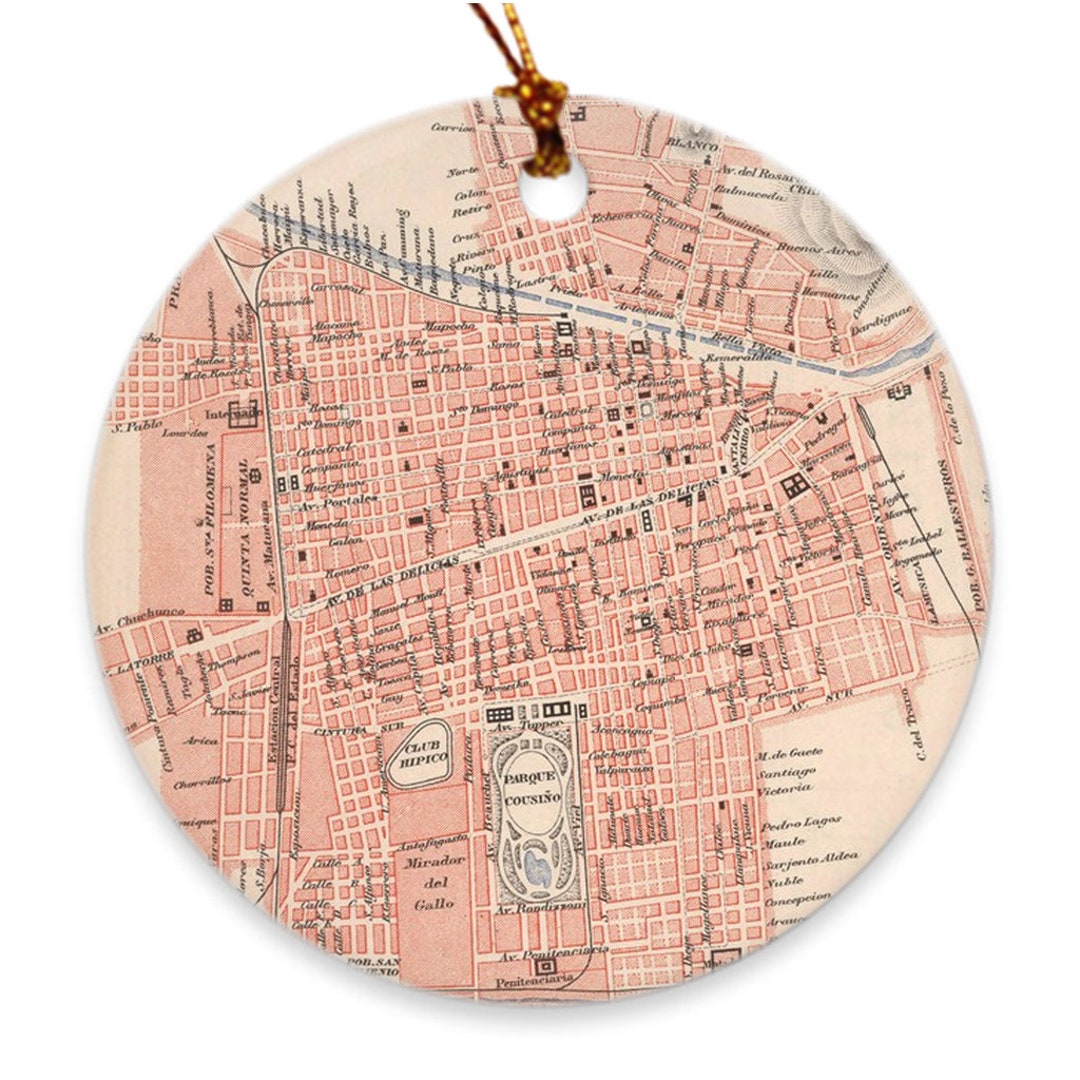 Old Santiago Chile Map (1903) Vintage Chilean Capital City & Street ...