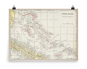 Turks and Caicos Vintage Map 1782 Lucayan Archipelago Old | Etsy