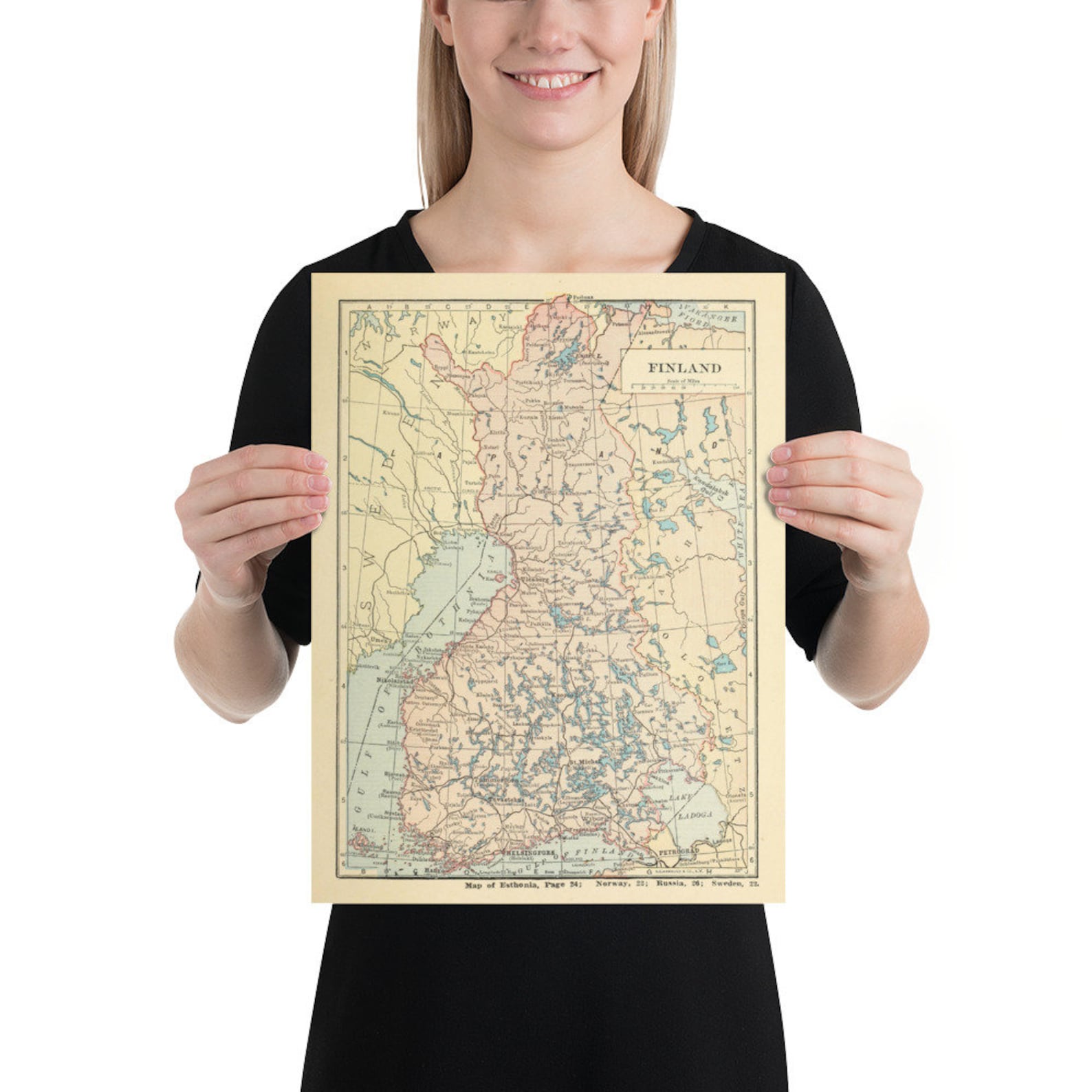 Old Finland Map 1923 Vintage Finnish Atlas Poster - Etsy